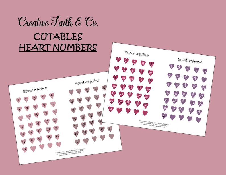 Heart Numbers Printable-valentine's Day-calendar Happy Planner ...
