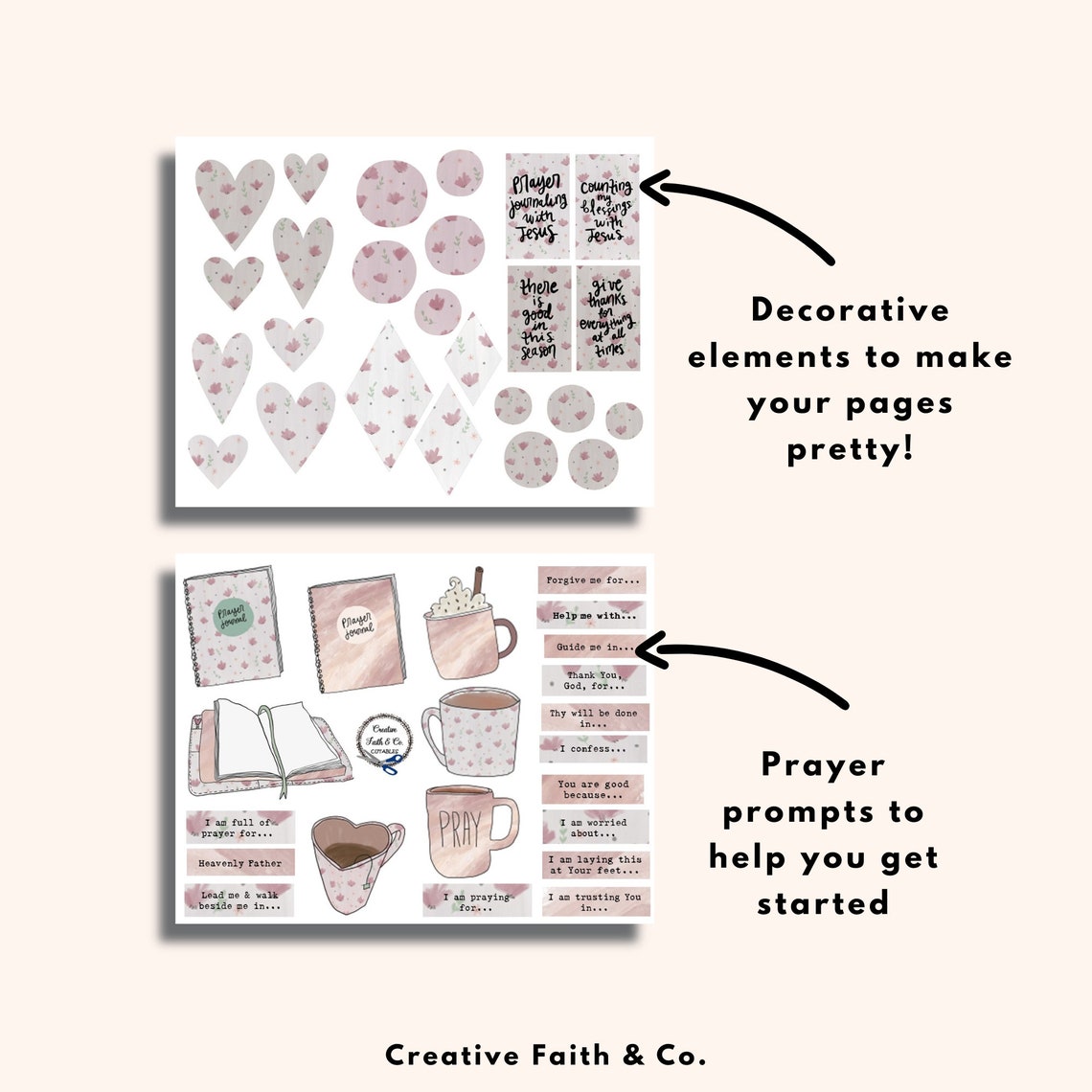 Prayer & Gratitude Journal PINK AND GRAY Bible Journaling - Etsy