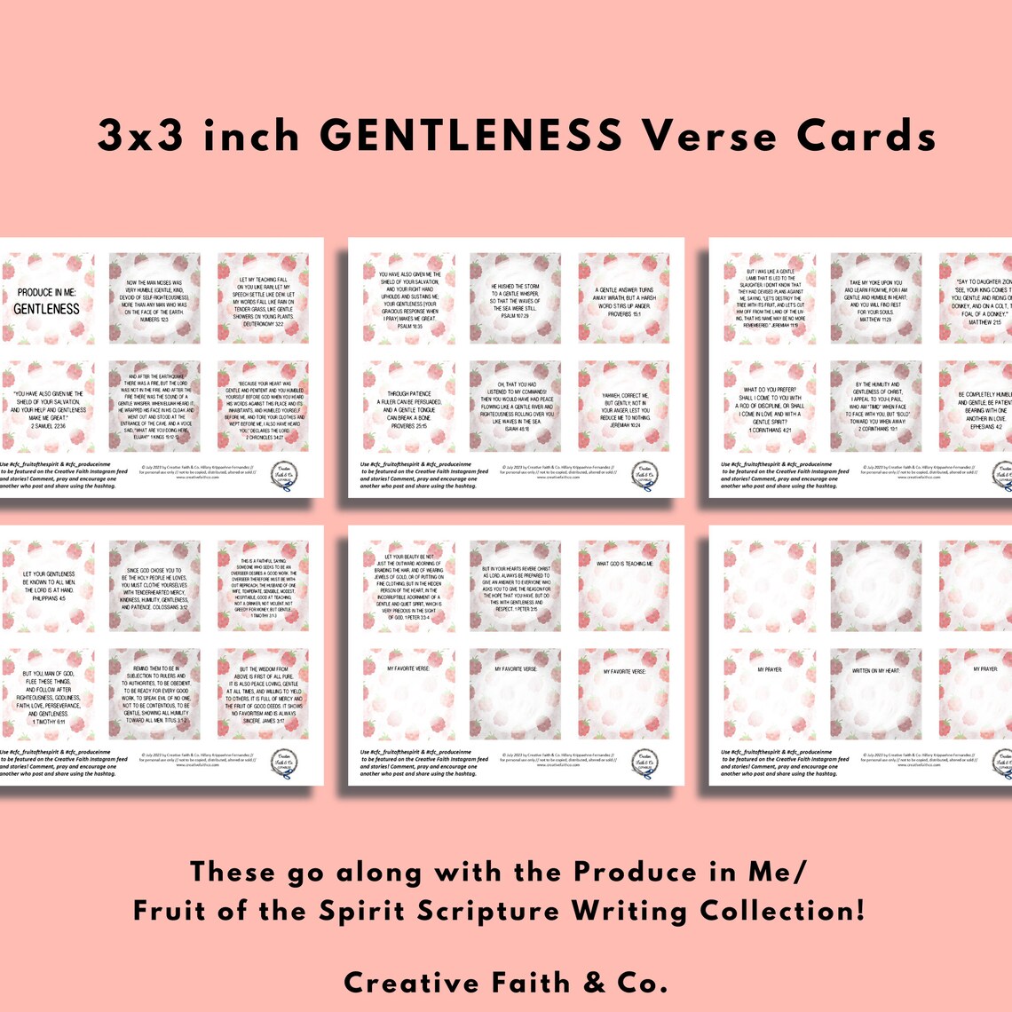 Fruit of the Spirit GENTLENESS Printable Verse Cards 3x3 Inches ...