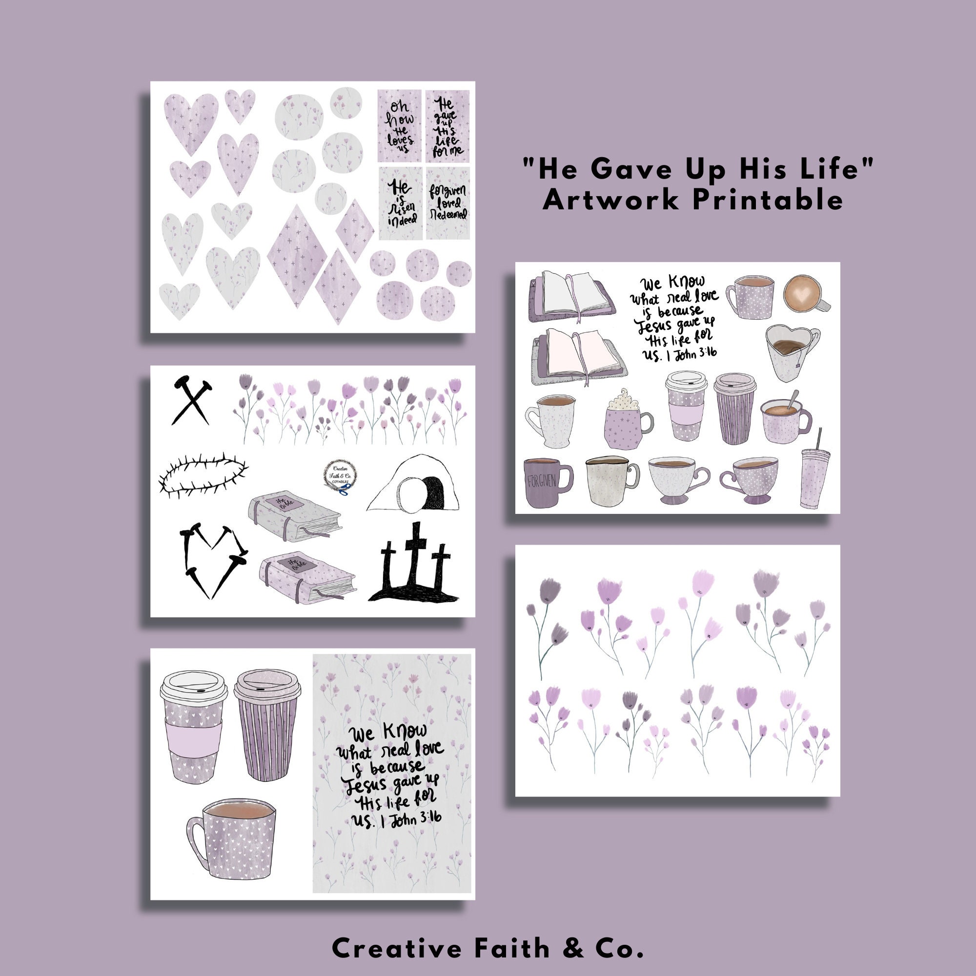 He Gave up His Life Lent Artwork - Bible Journaling Printable Kit ...