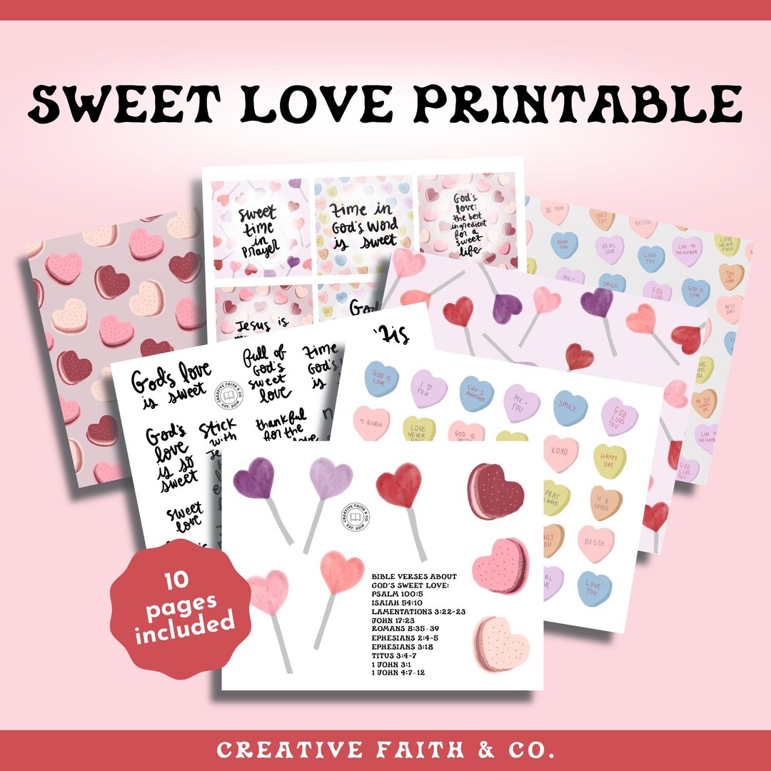 Sweet Love Bible Journaling Art Elements Printable & 6 Pages of ...