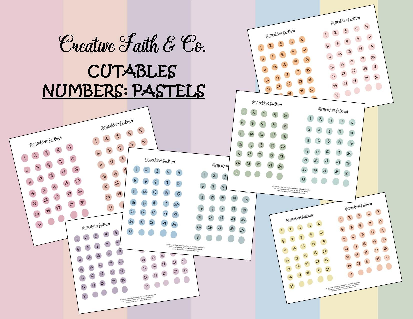 Pastels Numbers Printable- Calendar Happy Planner Printable-agenda ...