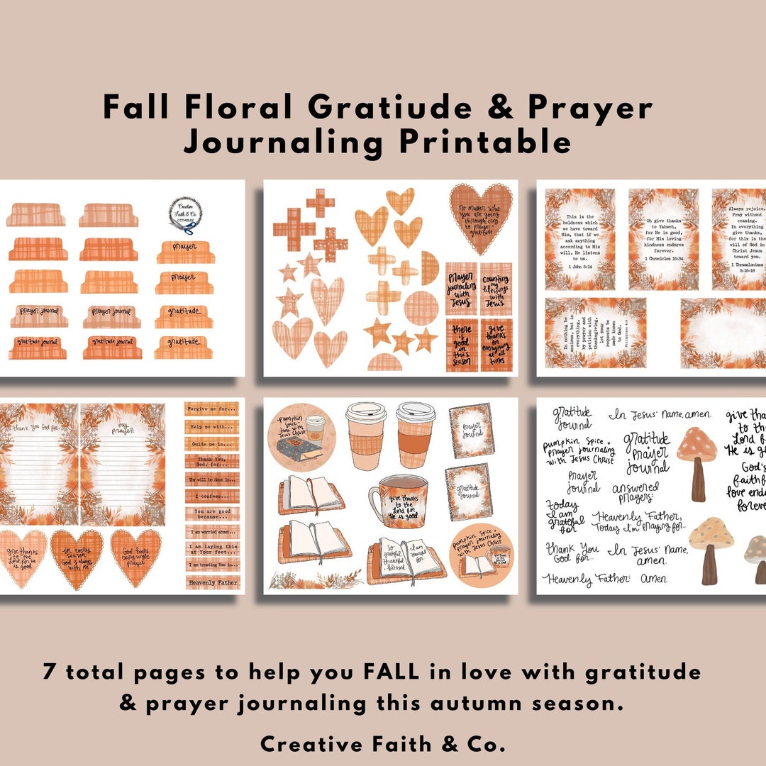 Fall Prayer & Gratitude Journal Floral Bible Journaling Printable Kit ...