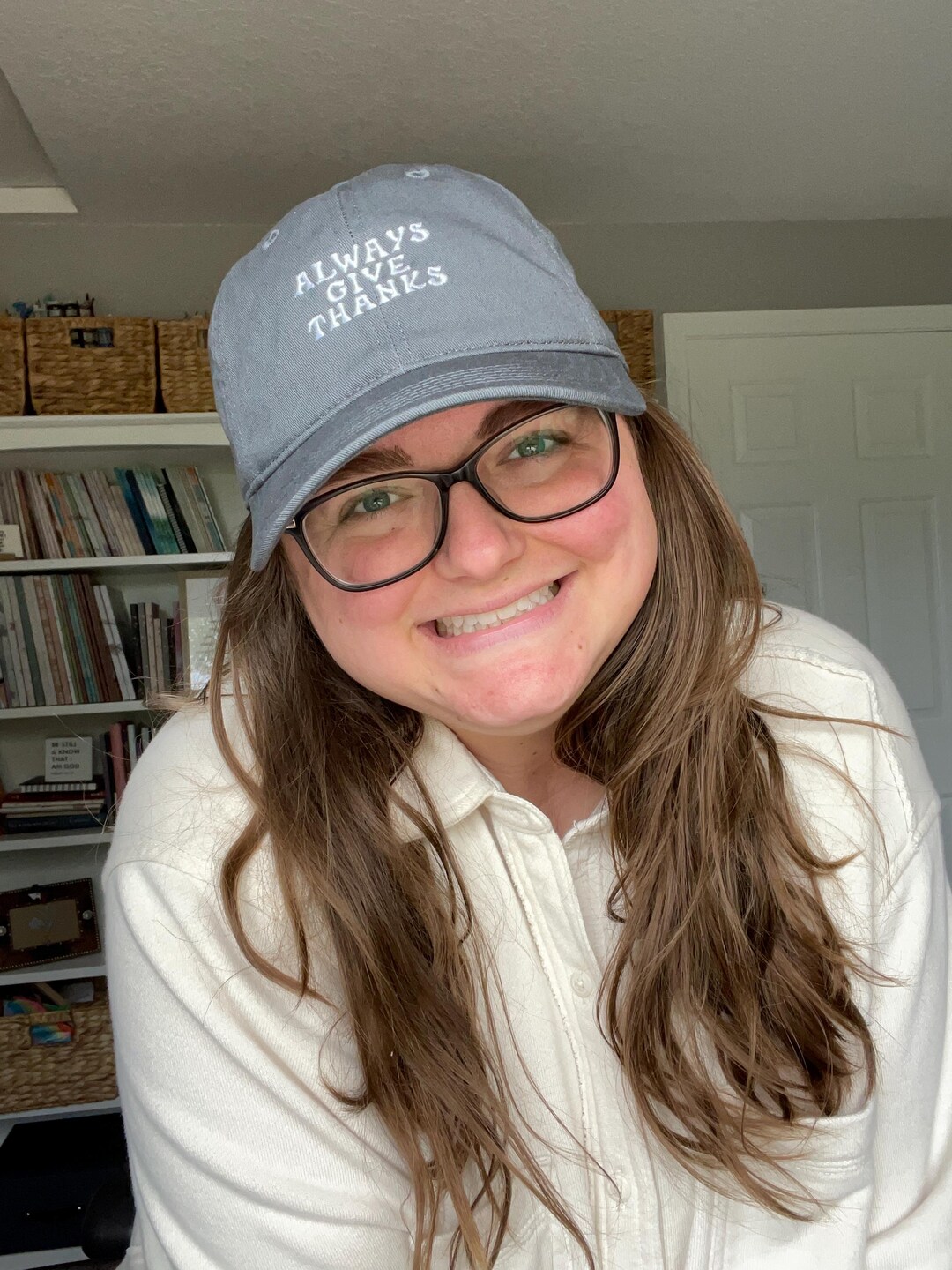 Always Give Thanks Embroidered Dad Hat – Organic Cotton Christian ...