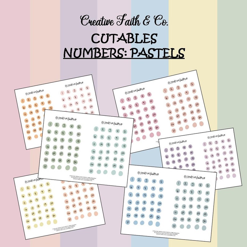 Pastels Numbers Printable Calendar Happy Planner | Etsy