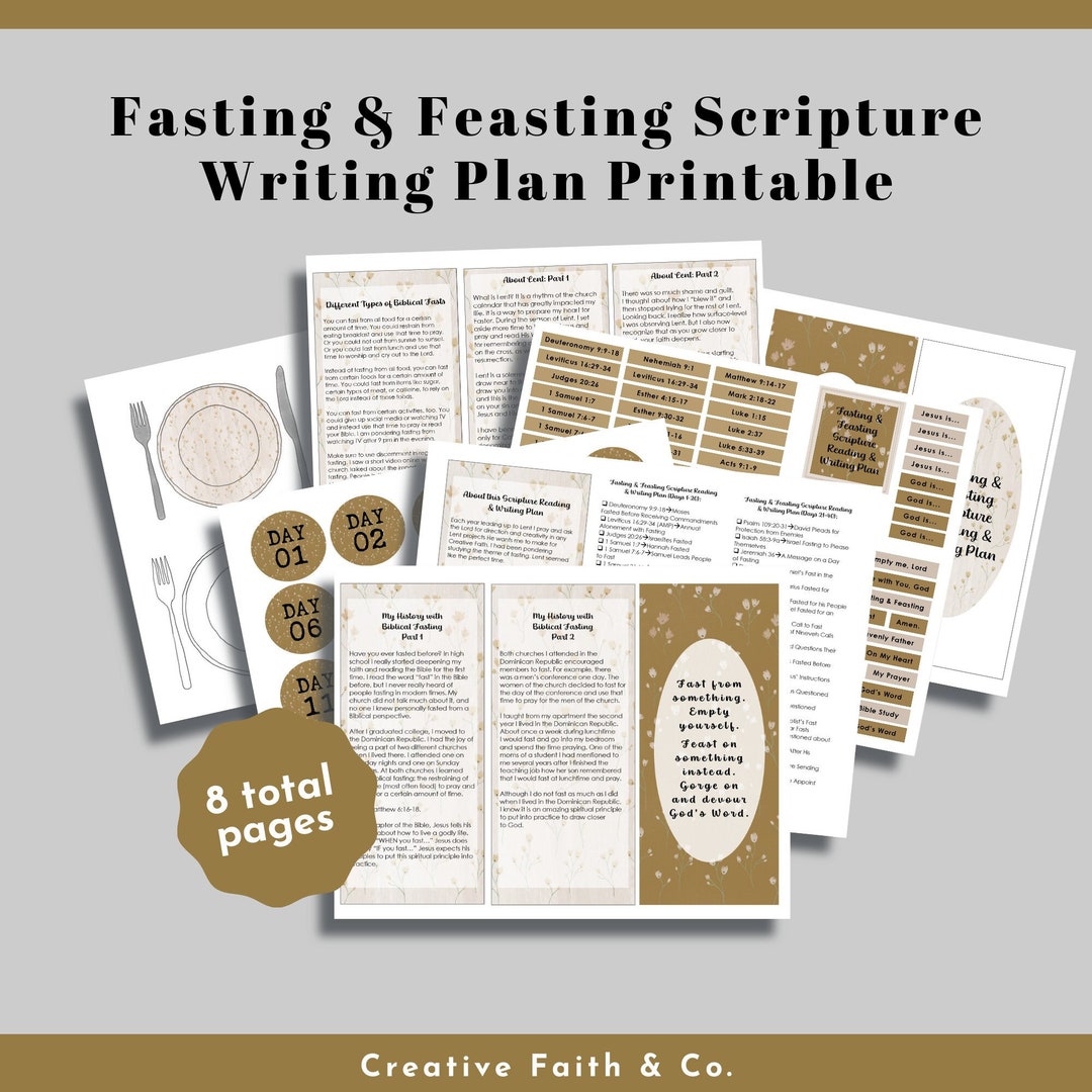 Fasting & Feasting Lent Scripture Writing Plan - Bible Journaling ...