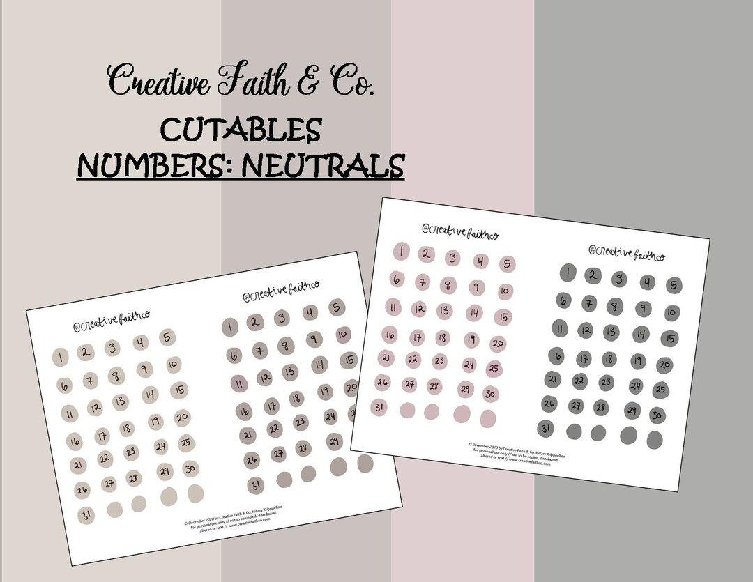 Neutrals Numbers Printable- Calendar Happy Planner Printable-agenda ...