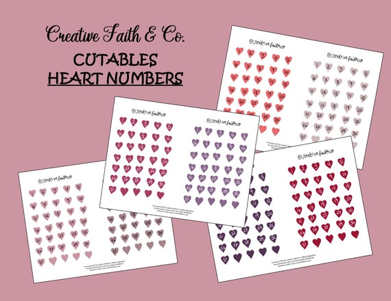 Heart Numbers Printable-valentine's Day-calendar Happy - Etsy