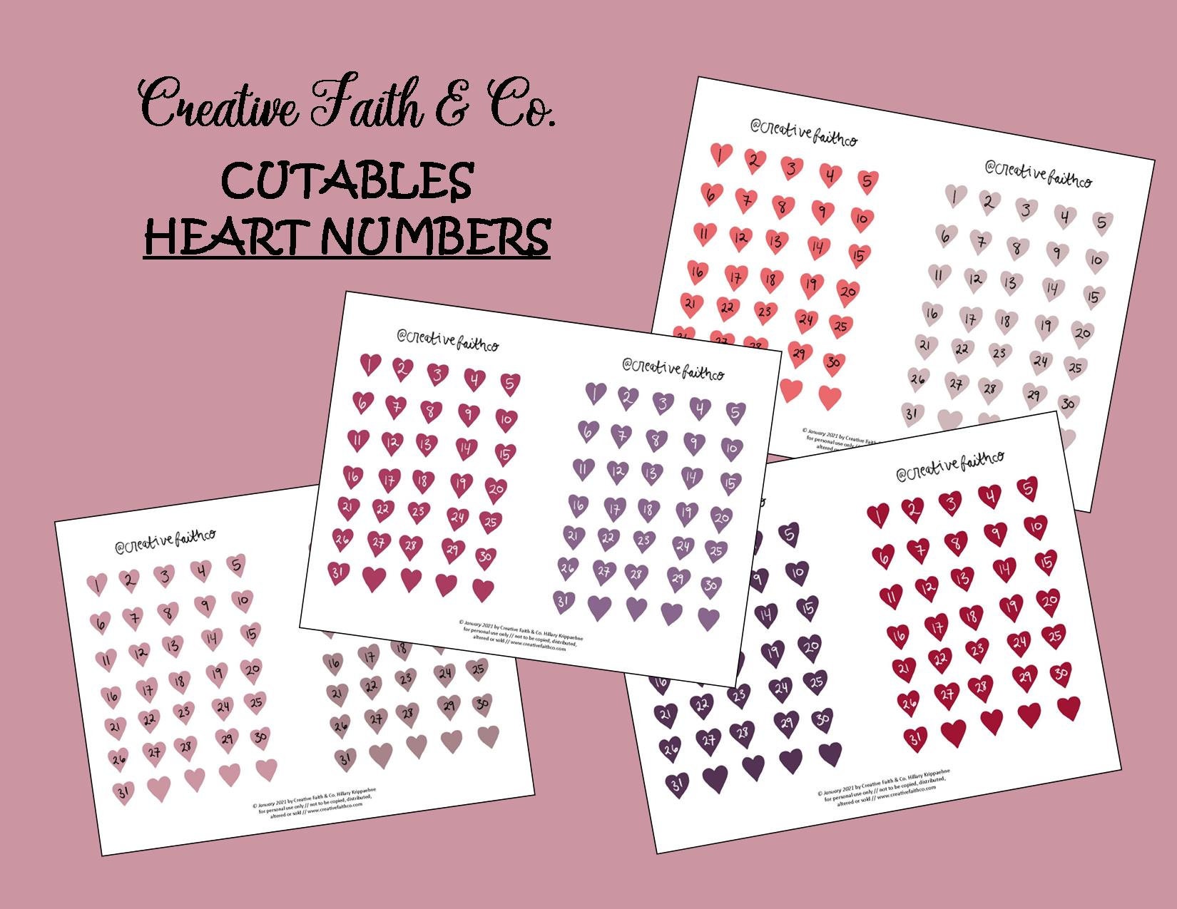 Heart Numbers Printable-valentine's Day-calendar Happy - Etsy