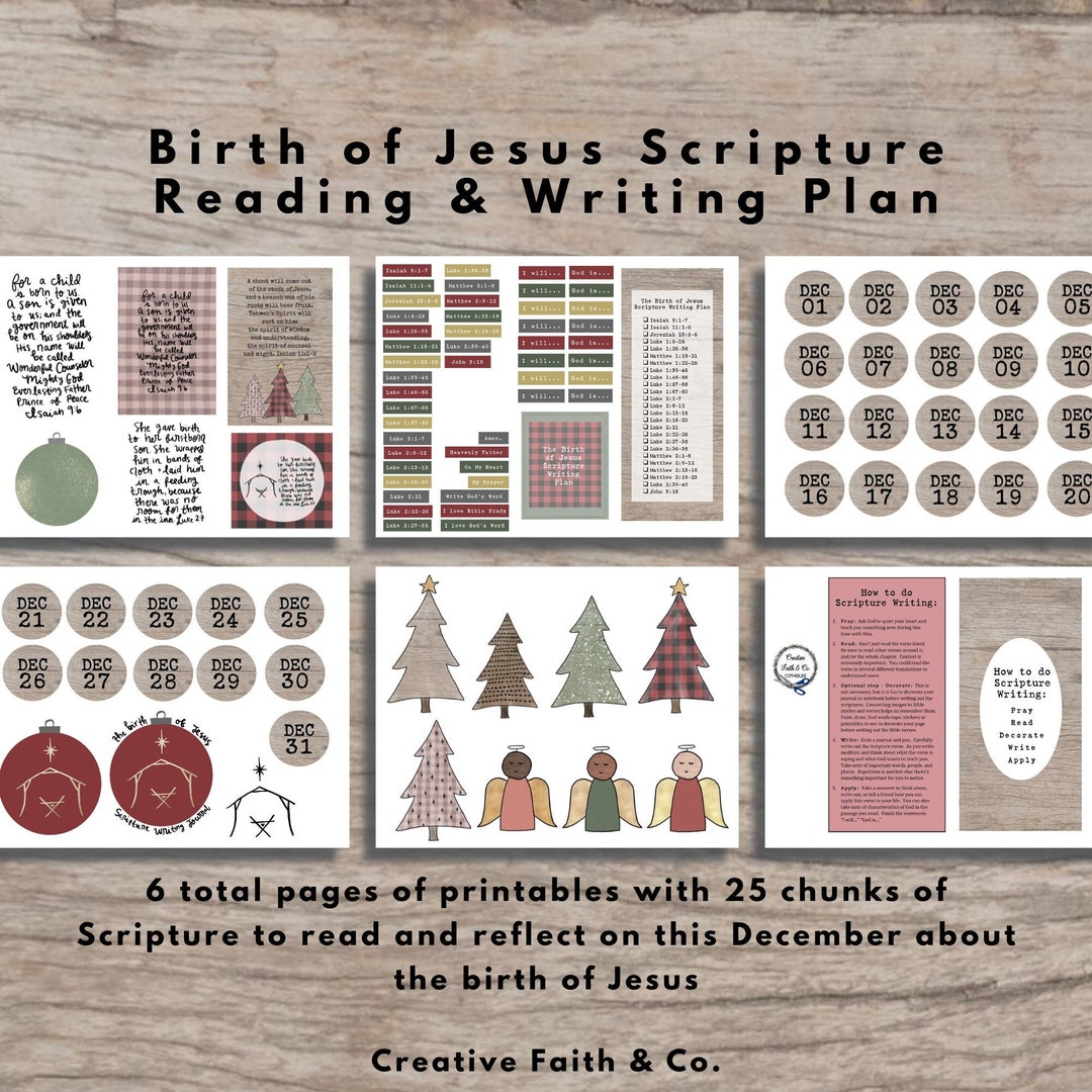 The Birth of Jesus Scripture Writing & Reading Plan - Christmas - Bible ...