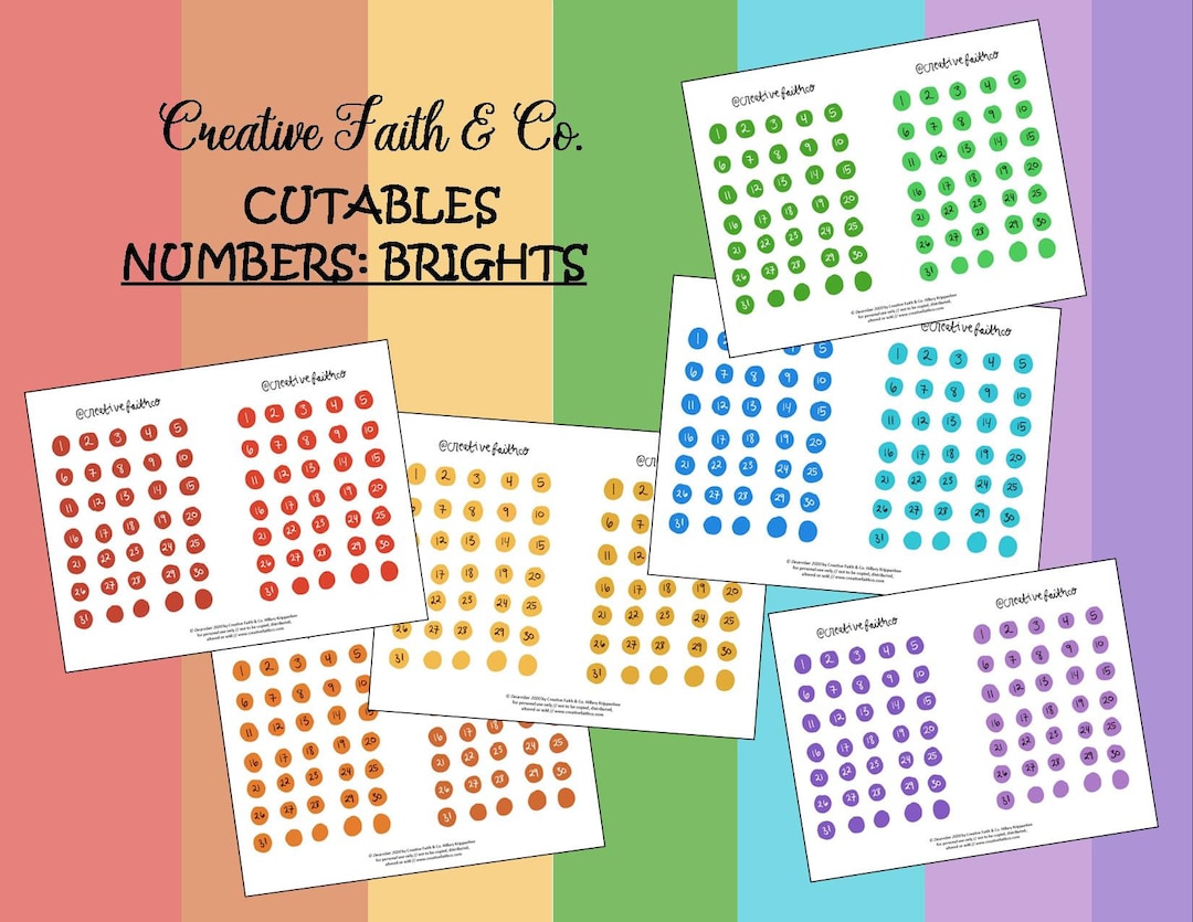 Brights Numbers Printable- Calendar Happy Planner Printable-agenda ...