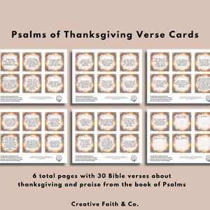 Psalms of Thanksgiving Printable Verse Cards 3x3 Inches Fall Florals ...