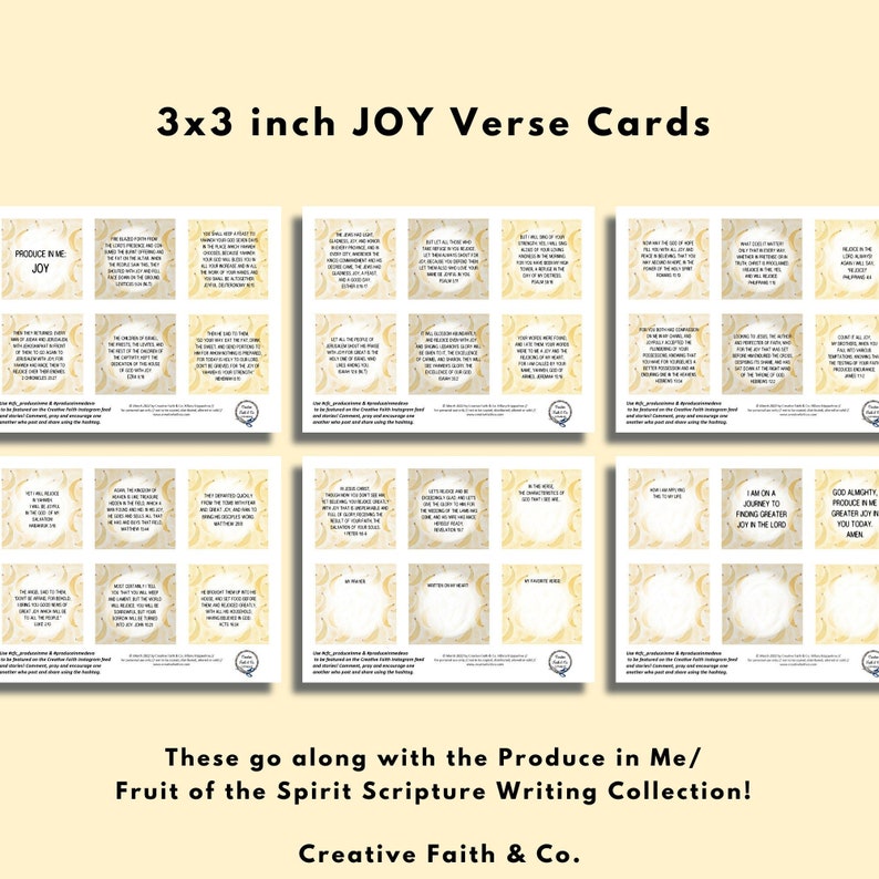 Fruit of the Spirit JOY Printable Verse Cards 3x3 Inches | Produce in ...