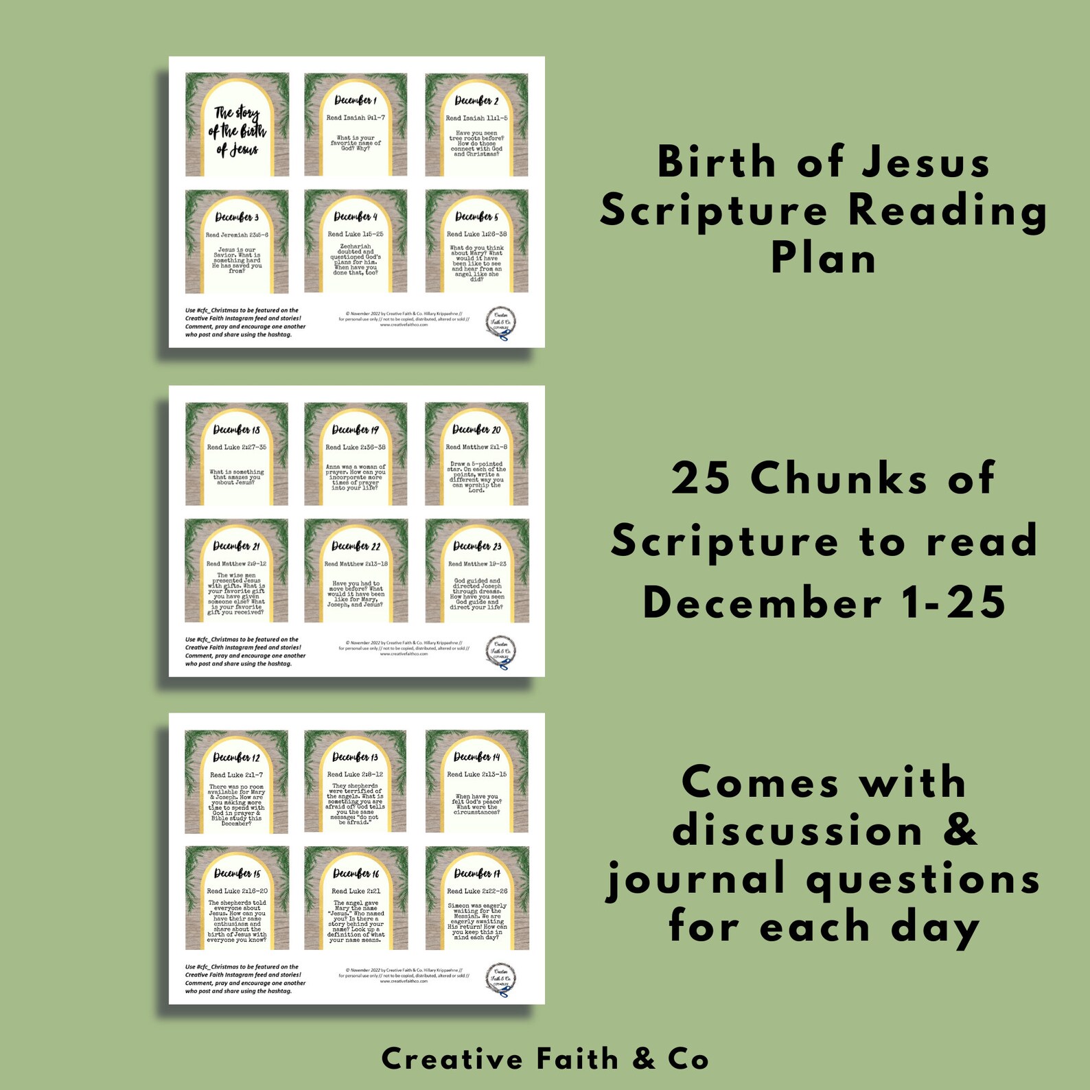 The Birth of Jesus Printable Verse Cards Advent Scripture - Etsy