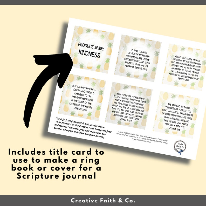 Fruit of the Spirit KINDNESS Printable Verse Cards 3x3 Inches | Produce ...