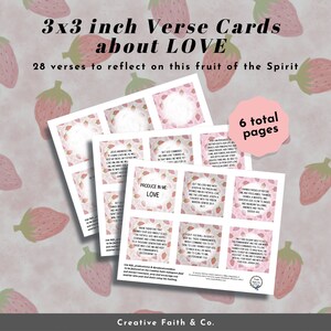 Fruit of the Spirit LOVE Printable Verse Cards 3x3 Inches | Produce in ...