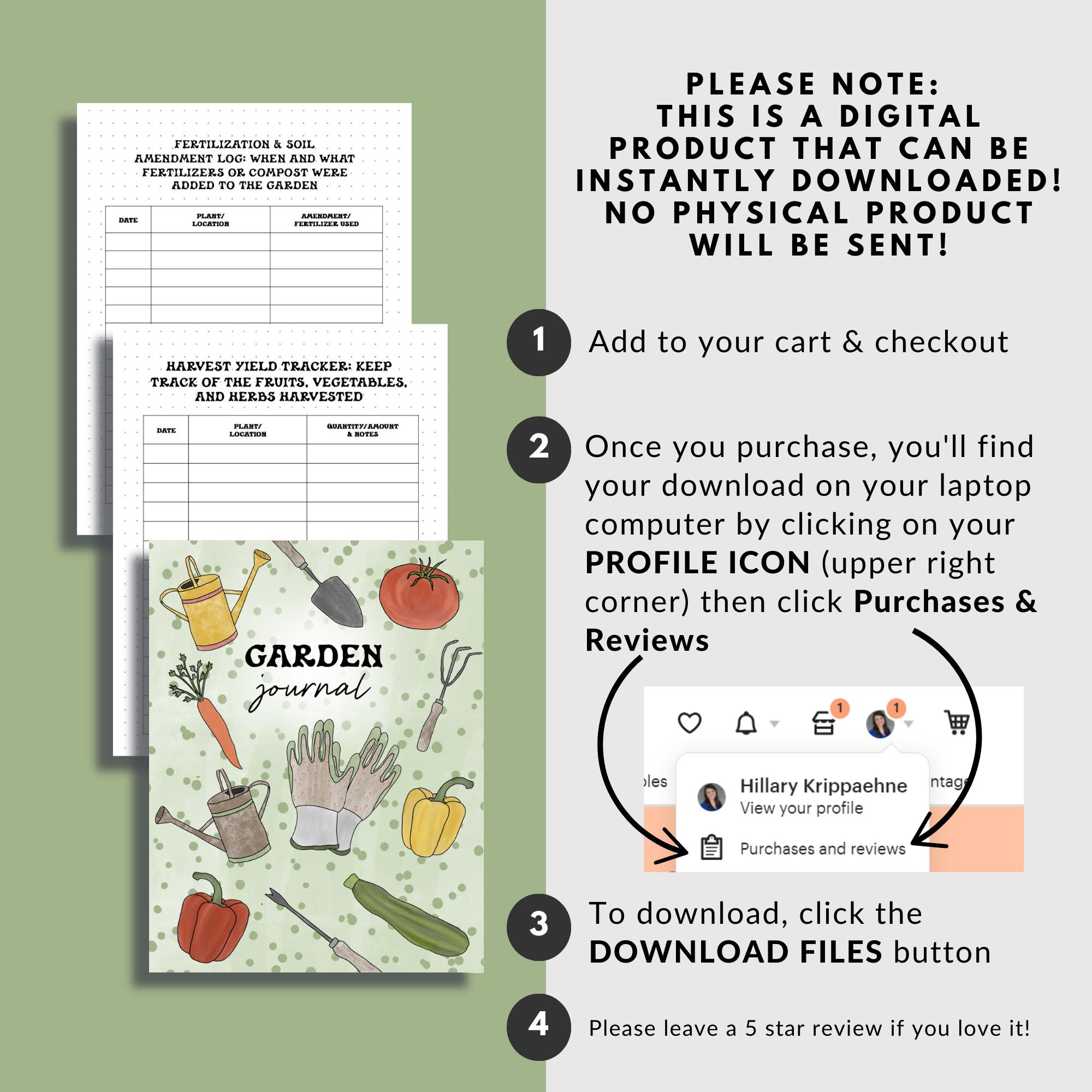 Garden Journal Printable | Garden Log | Garden Planner Dot Grid and ...