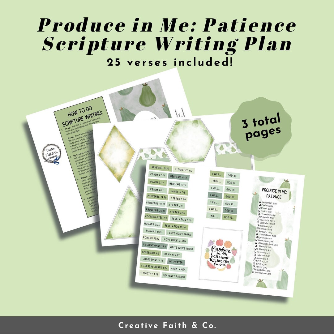 Scripture Writing Plan - Fruit of the Spirit: PATIENCE - Bible ...