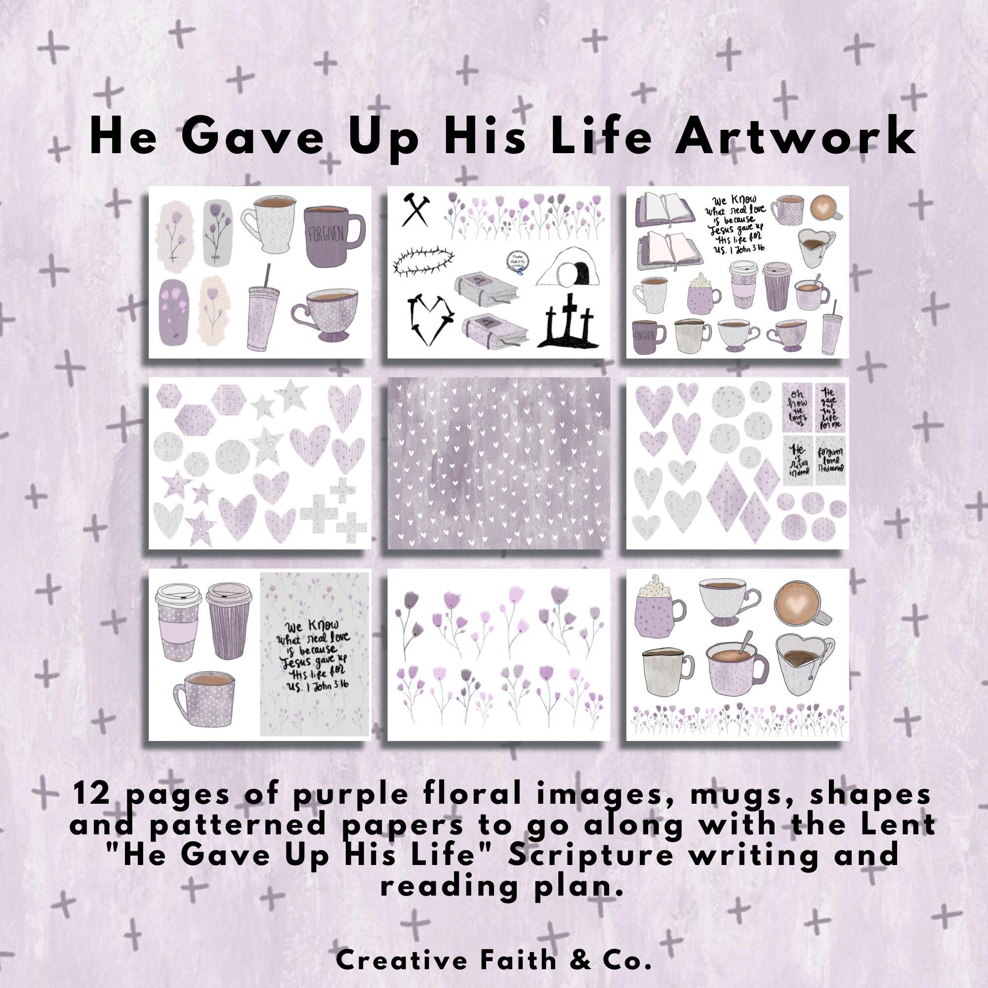 He Gave up His Life Lent Artwork - Bible Journaling Printable Kit ...