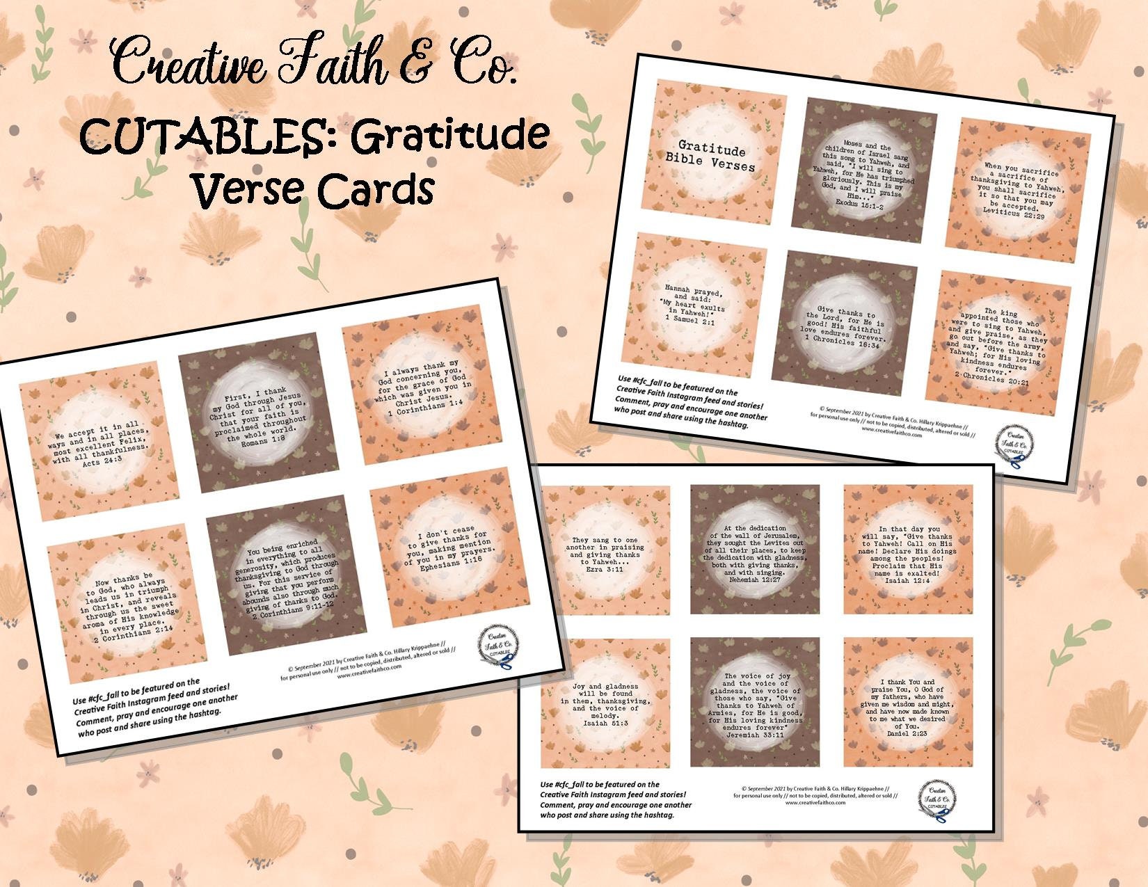 Gratitude Printable Verse Cards 3x3 Inches Fall Florals - Etsy