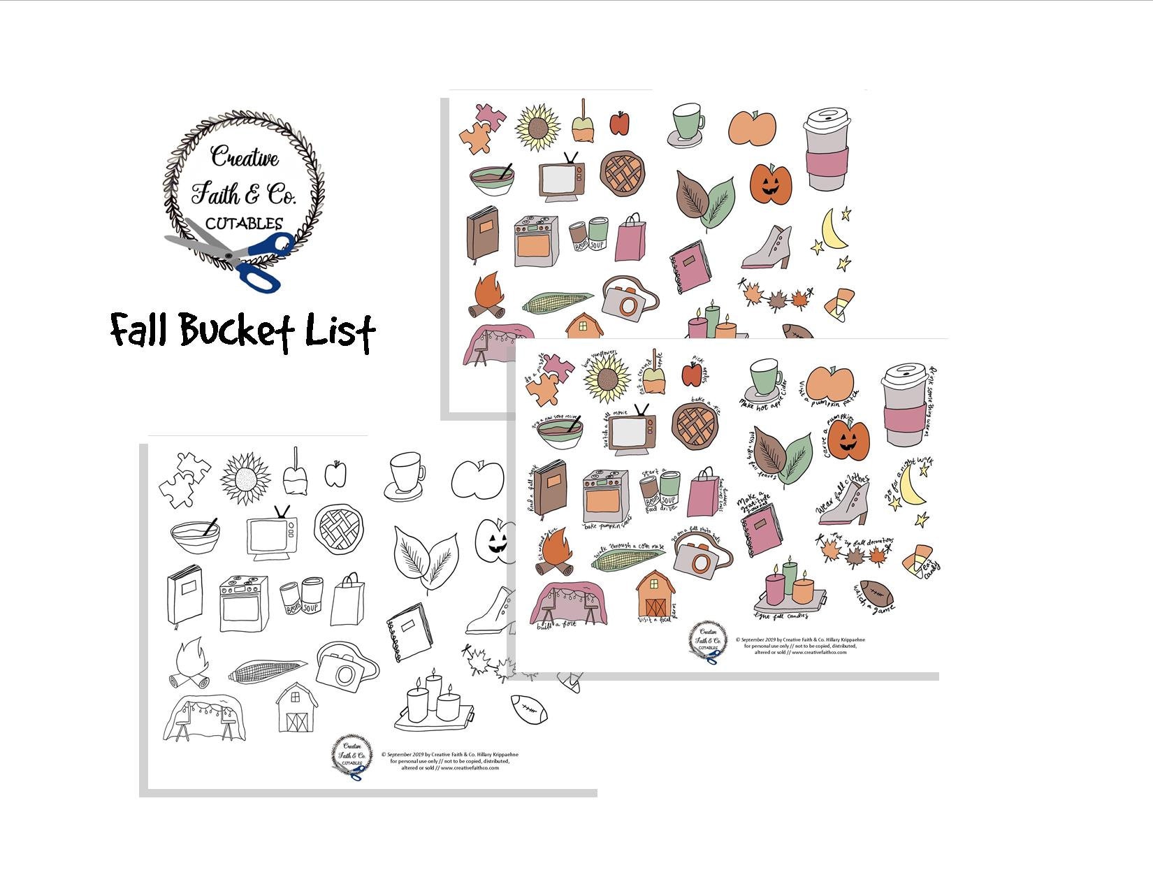 Fall Bucket List Printable Fall Doodles Fall Coloring Page | Etsy