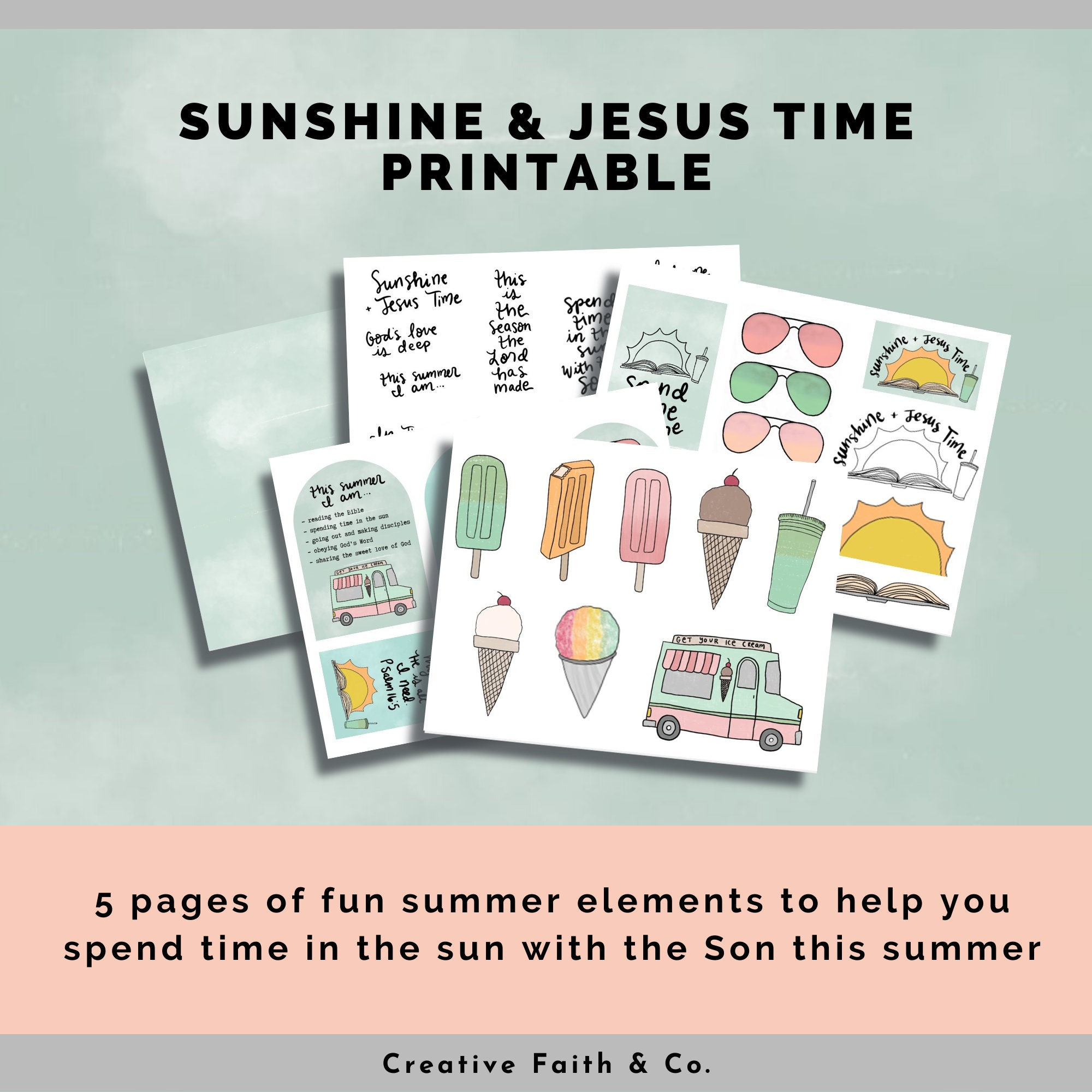 Sunshine & Jesus Time Summer Bible Journaling Printable - Etsy