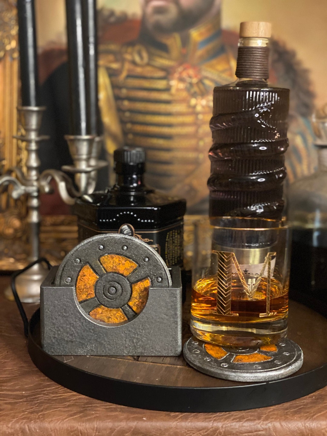 Wood Shield Coasters Metallic Finish, Motu Inspired Coasters, Bar ...