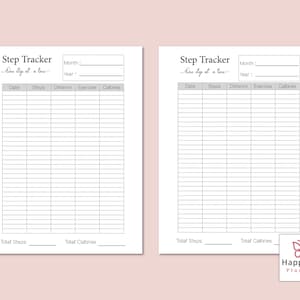 Step Log | A5 Printable Planner Inserts | Health Journal Template ...