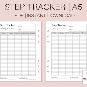 Step Log A5 Printable Planner Inserts Health Journal Template Walking ...