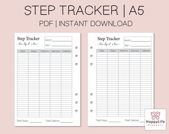 Step Log | Personal Wide Printable Planner Inserts | Health Journal ...