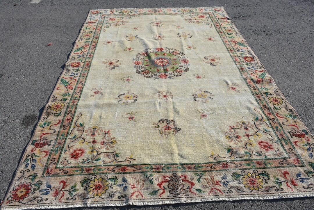 Rugs for Living Room, Turkish Rug, Beige Kitchen Rugs, 6.6x9.8 Ft Large ...