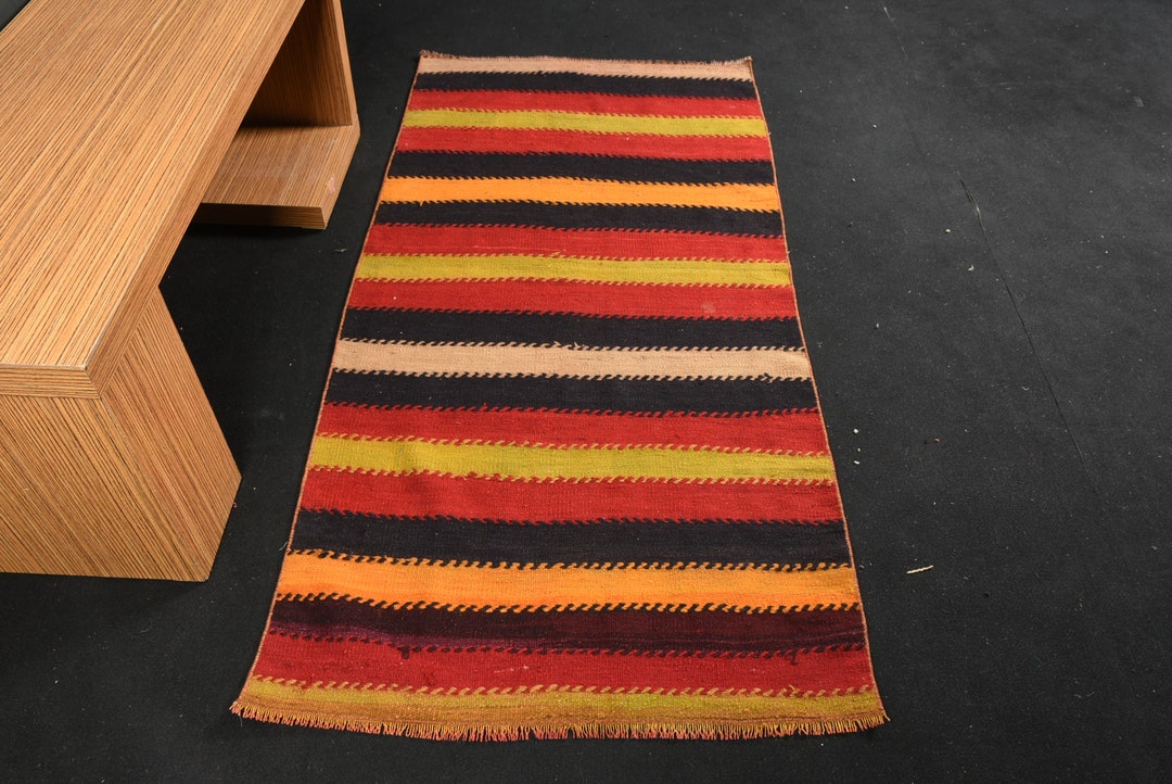 3x4.1 Ft Small Kilim, Aztec Kilim, Red Kilim, Rugs for Kitchen, Vintage ...