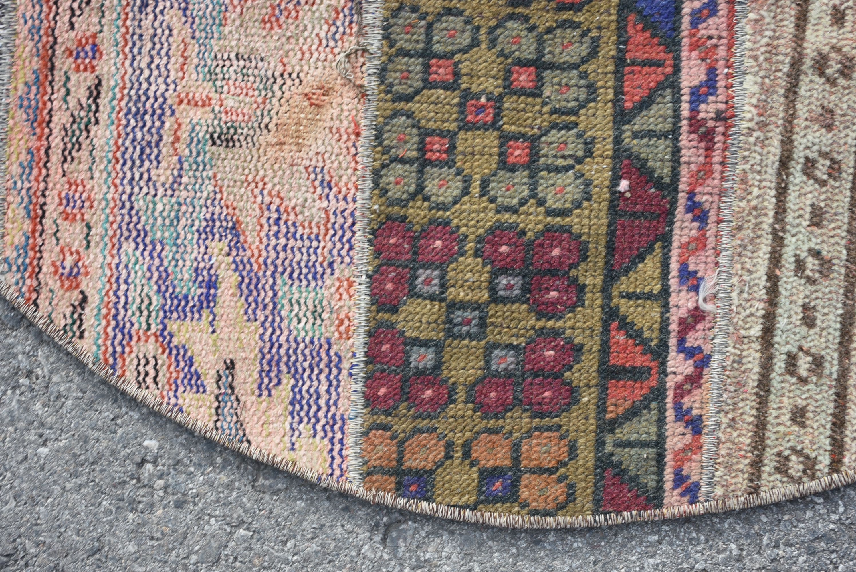 Turkish Rug Circle Rug 3x3 Feet Oriental Rug Vintage Rug | Etsy