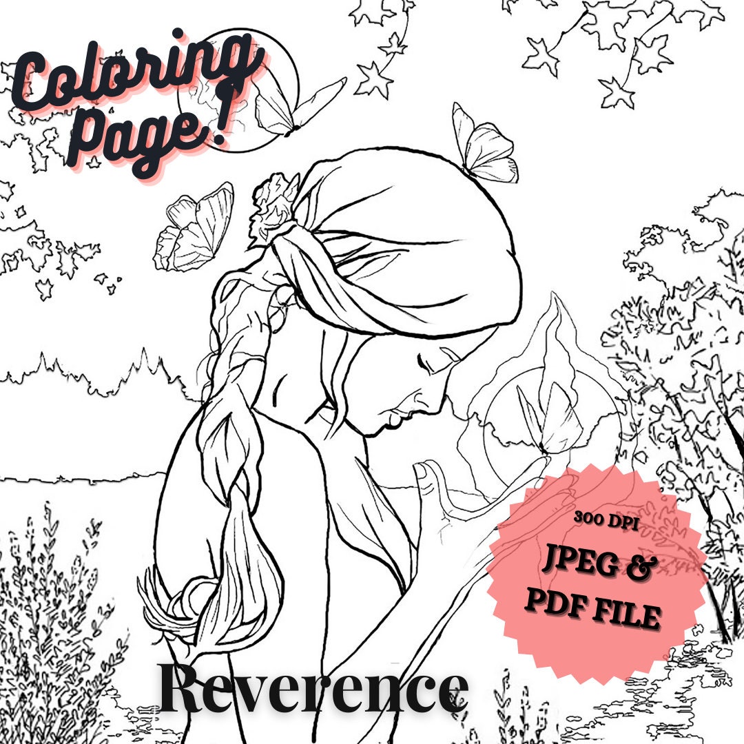 Reverence Fantasy Art Coloring Page Adult Coloring Printable Coloring ...