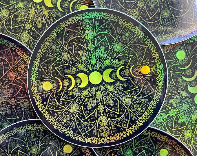 Celestial Inspired Moon Phase Holographic Sticker - Etsy