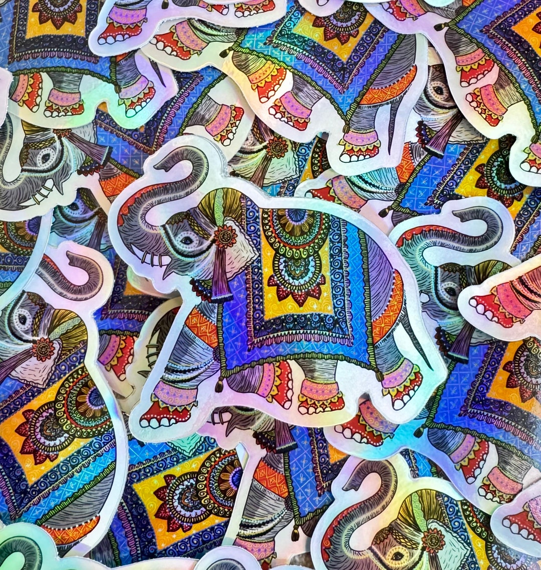 Beautiful Mini Holographic Rajasthani Style Elephant Sticker - Etsy