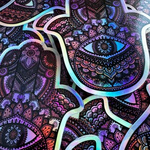 Beautiful Holographic Pink Hamsa Sticker - Etsy