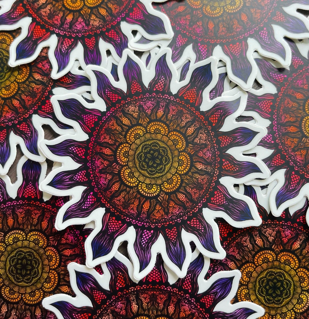 Dazzling Mandala Sun Sticker - Etsy