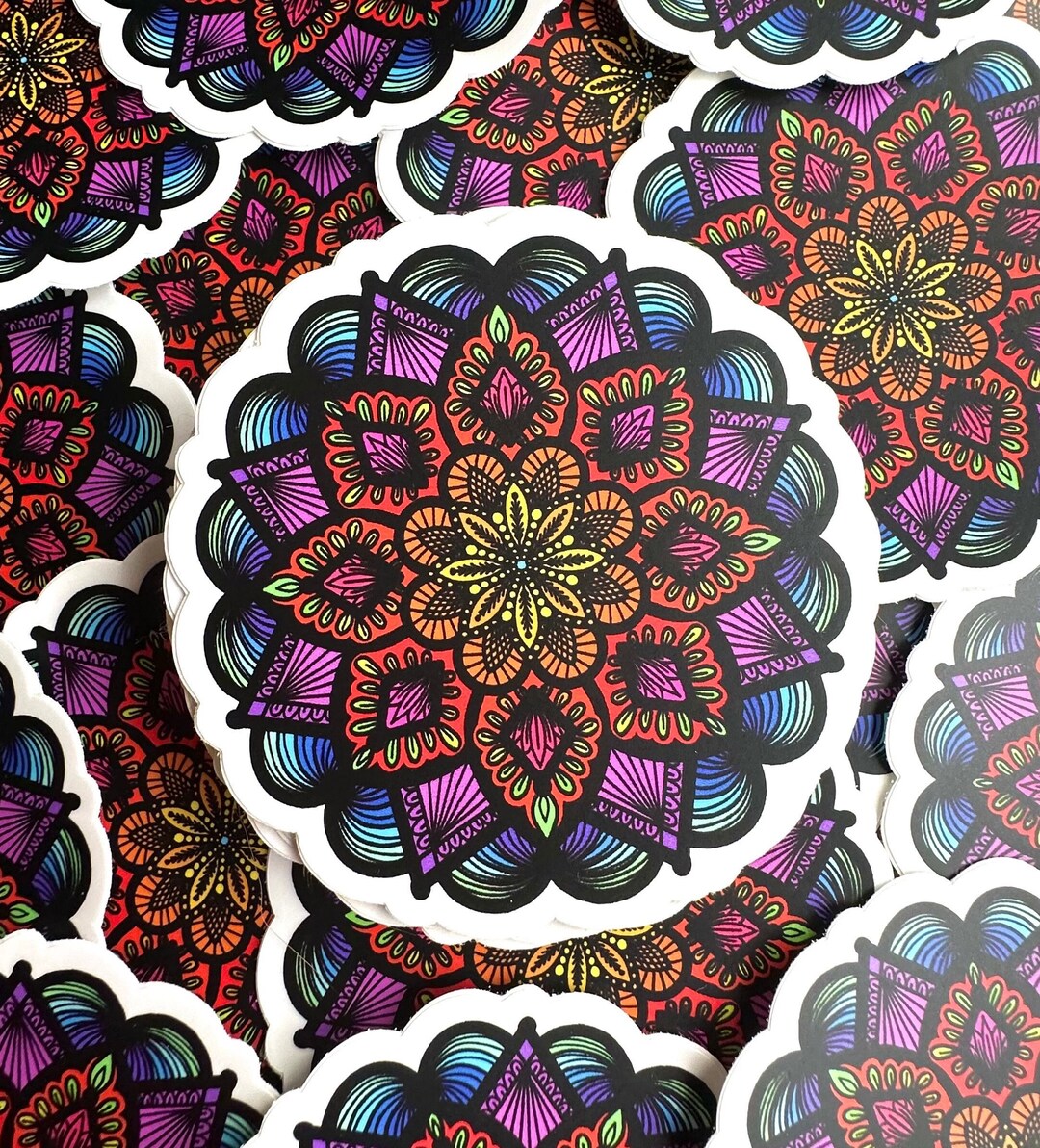 Bold & Bright Matte Mandala Sticker - Etsy