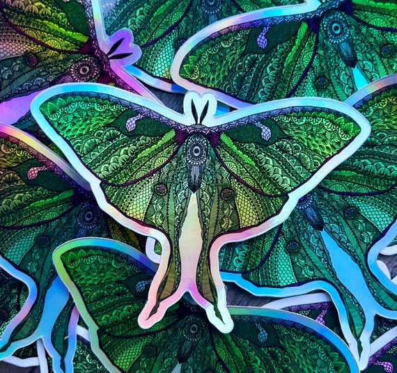 Lunar Moth Sticker holographic Moth | Etsy