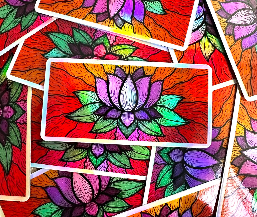 Beautiful Holographic Lotus Sticker - Etsy