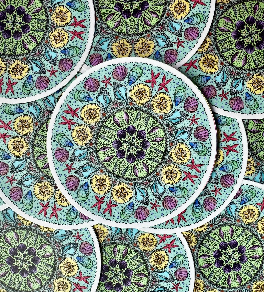 Seaside Vibes Shell Mandala Sticker | Matte and Holographic Available ...