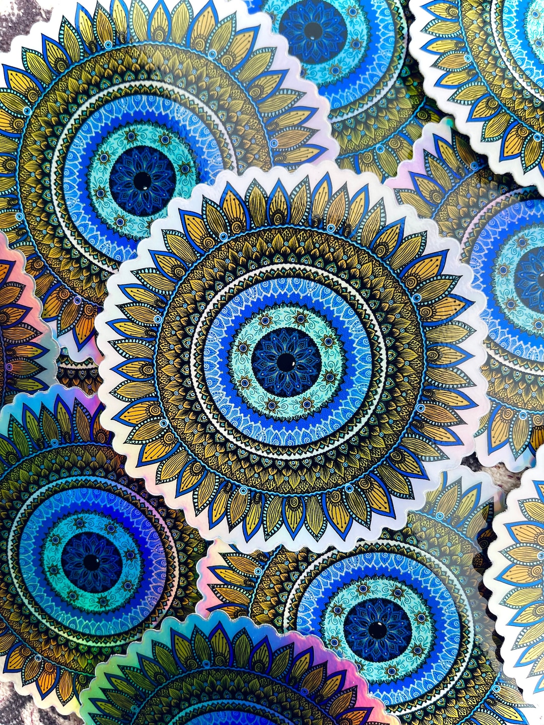 Evil Eye Sticker- Holographic Sunflower Design - Etsy