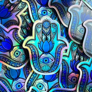 Mini Evil Eye Holographic Hamsa Sticker - Etsy