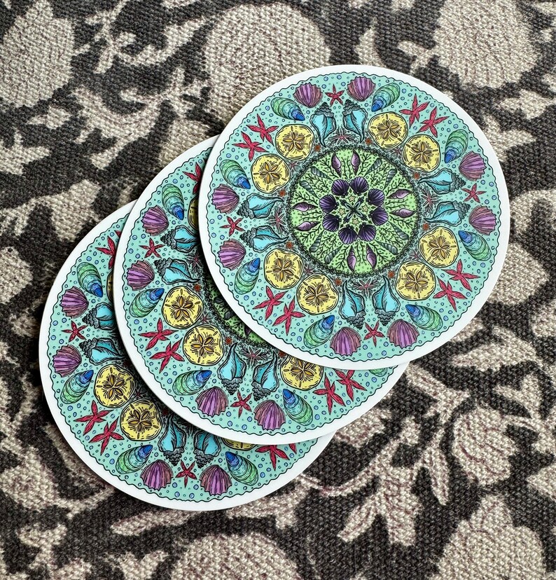 Seaside Vibes Shell Mandala Sticker | Matte and Holographic Available ...