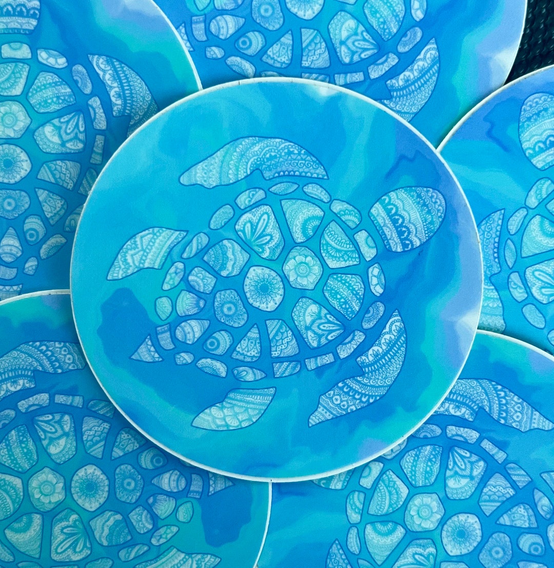 Sea Turtle Sticker: Mandala Inlay, Waterproof Vinyl Decal - Etsy