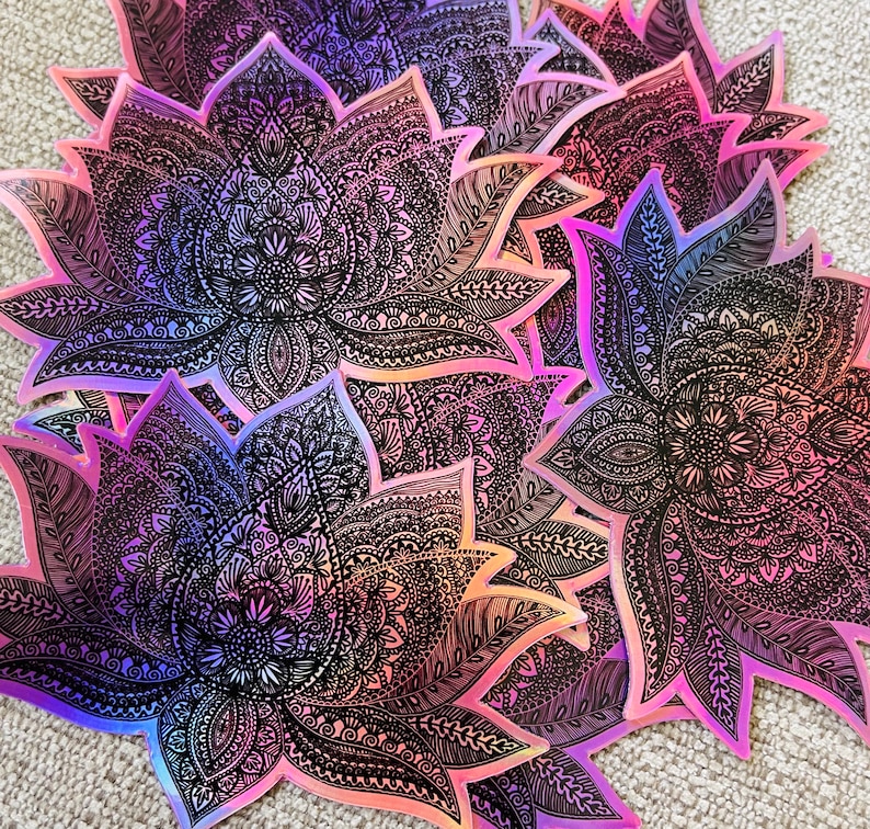 Holographic Lotus Sticker - Etsy