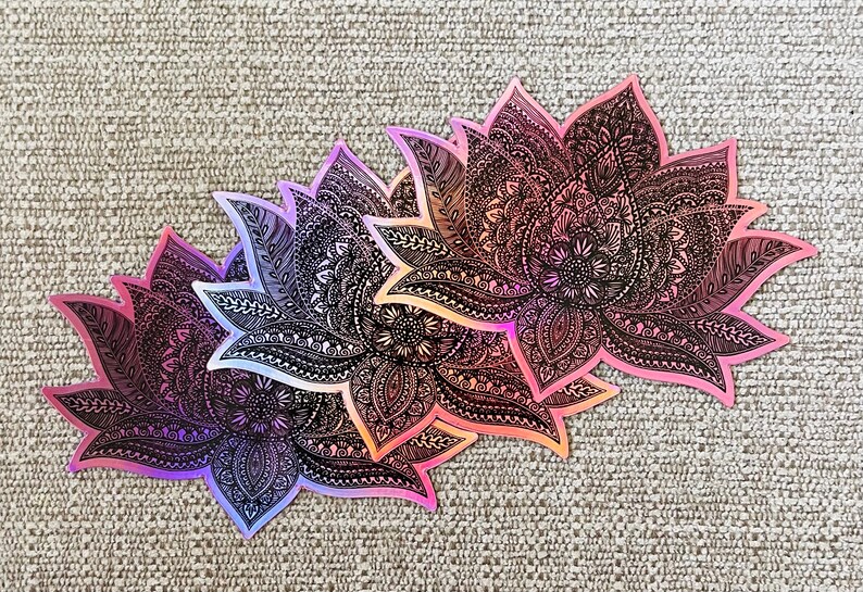 Holographic Lotus Sticker - Etsy