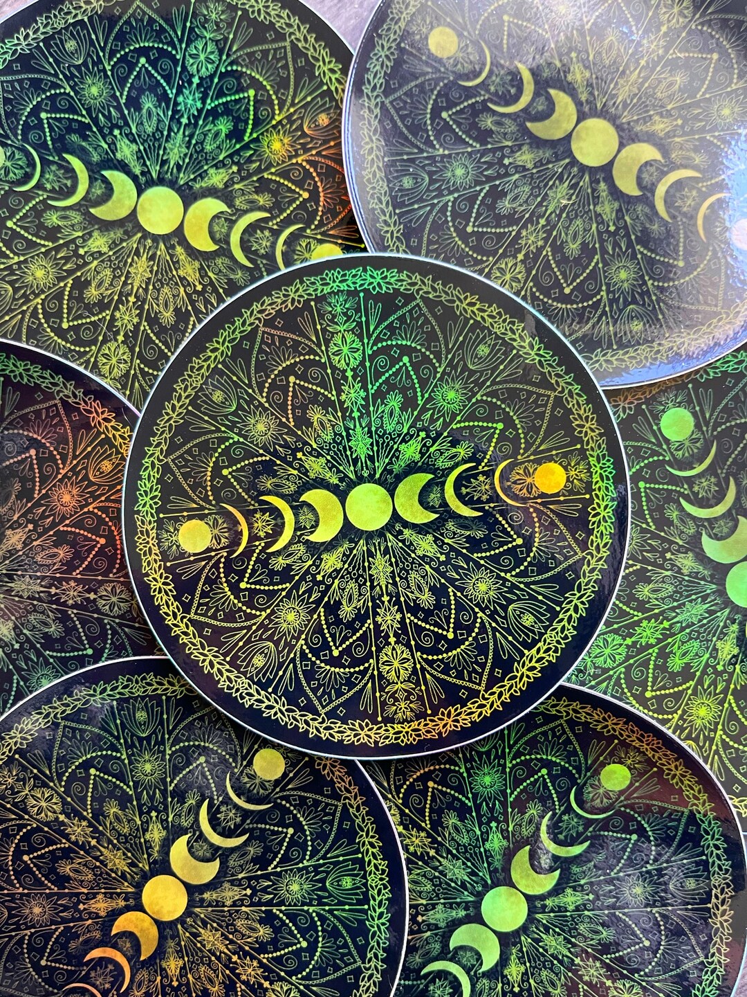 Celestial Inspired Moon Phase Holographic Sticker - Etsy