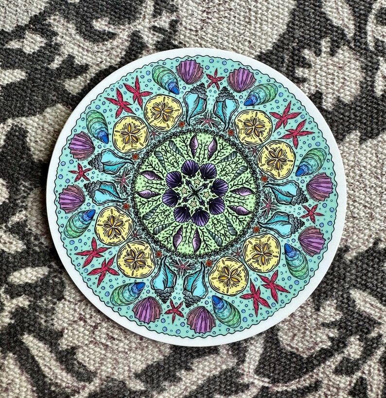 Seaside Vibes Shell Mandala Sticker | Matte and Holographic Available ...